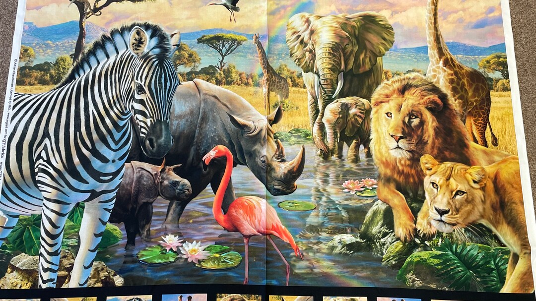 Safari Animals Digital Panel by Quilting Treasures - Etsy