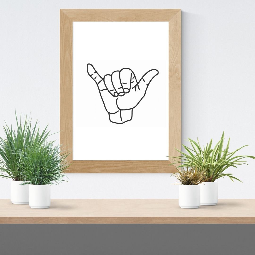 Shaka Hand Hang Loose Digital Print Hawaiian Art Hawaii Wall Print Surf ...