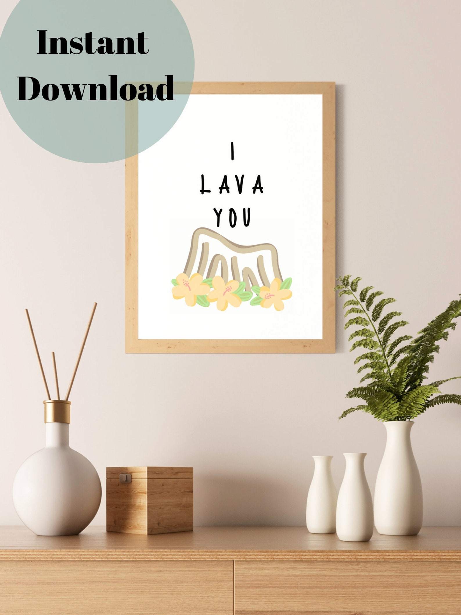 I Lava You Digital Print Hawaiian Art Hawaii Wall Print - Etsy