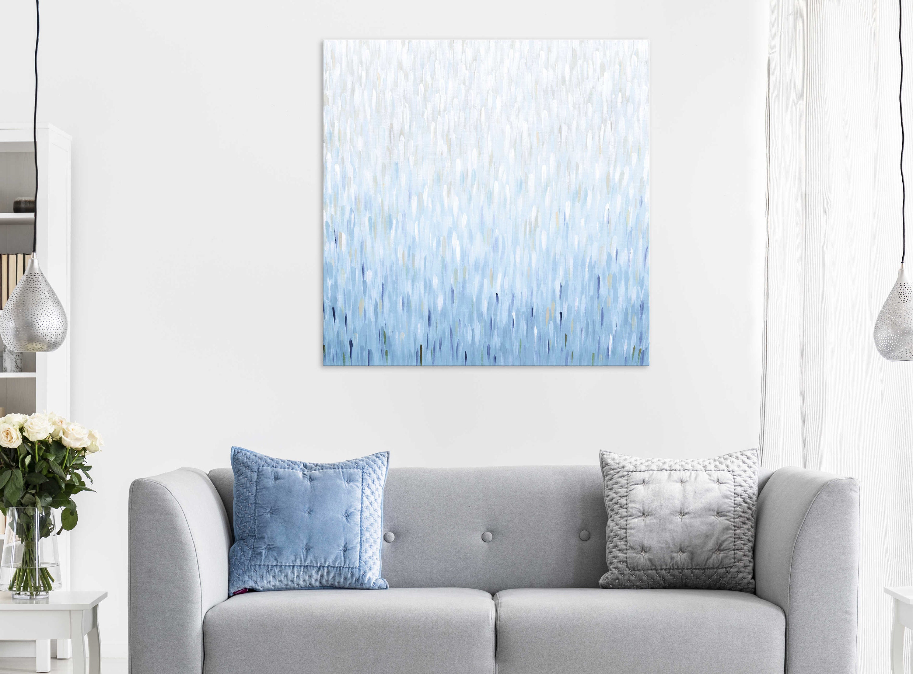 Large Abstract Painting: Light Blue Modern Art on Canvas - Etsy