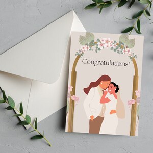 LGBTQ Wedding Congratulations Card With Gender Neutral - Etsy