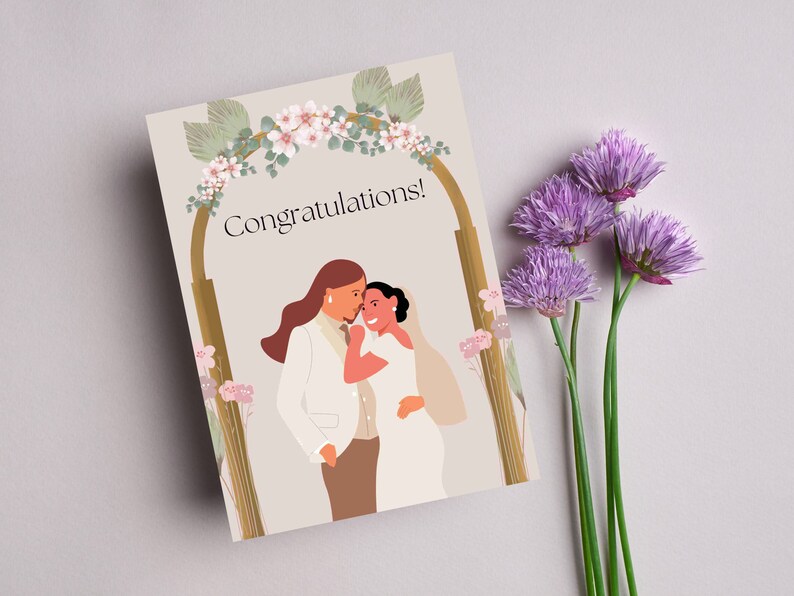 LGBTQ Wedding Congratulations Card With Gender Neutral Nonbinary ...