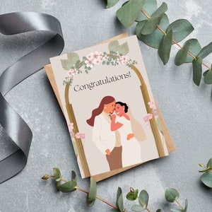 LGBTQ Wedding Congratulations Card With Gender Neutral - Etsy