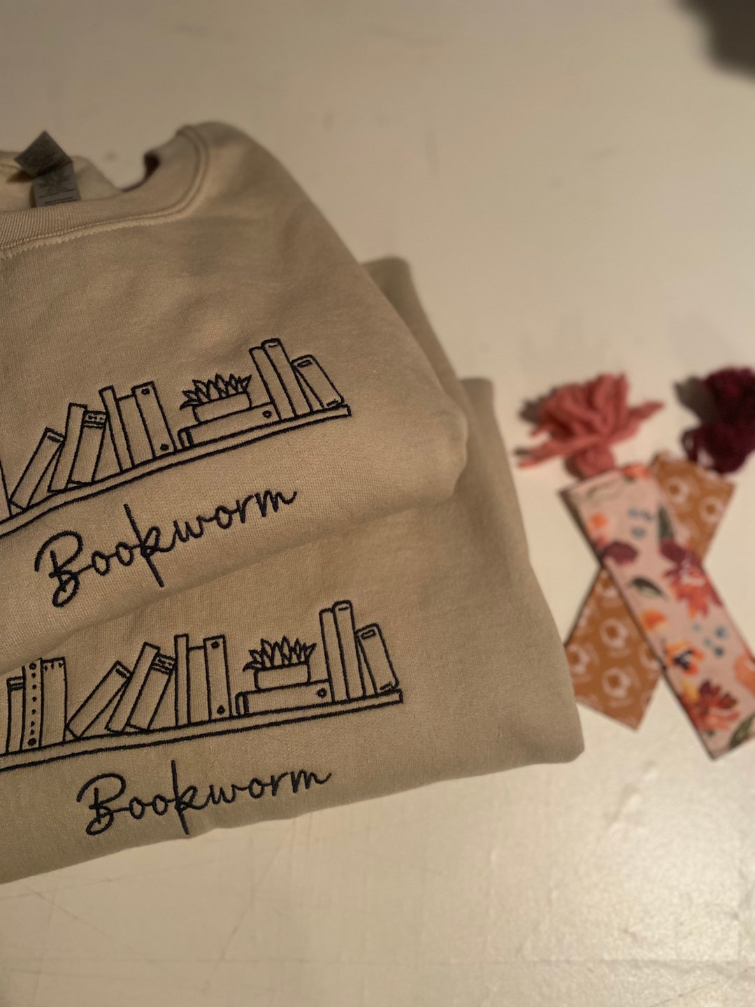 Embroidered Bookworm Crewneck, Book Lover Crewneck Sweater, Booktok ...