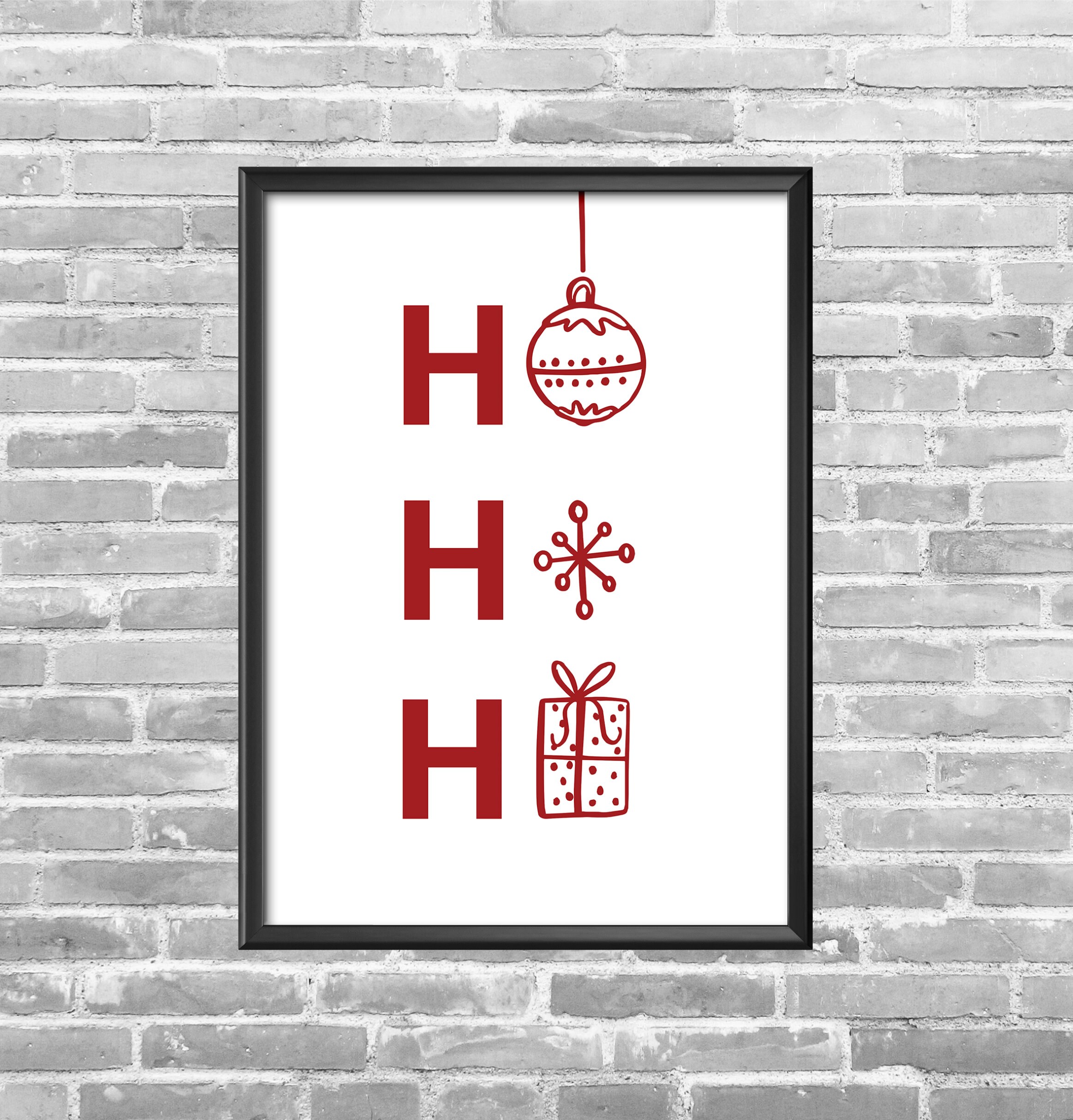 Hohoho Special Edition Red Print Christmas Wall Art Christmas Tree ...