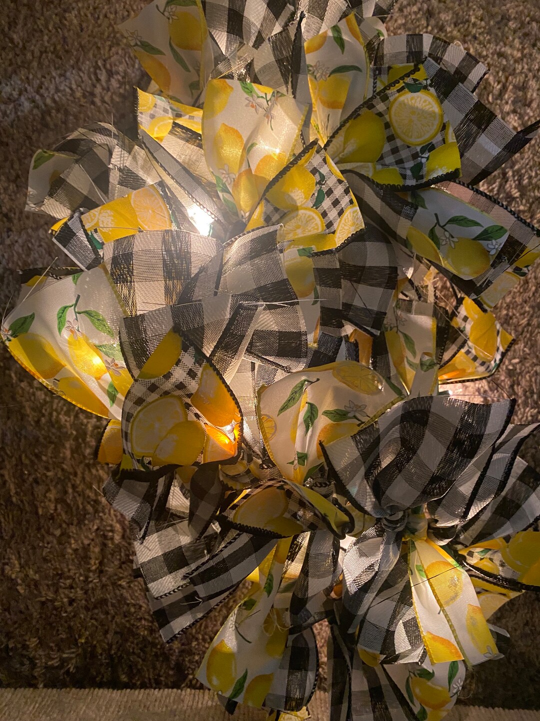 Lemon Farmhouse Ribbon Lighted Garland - Etsy