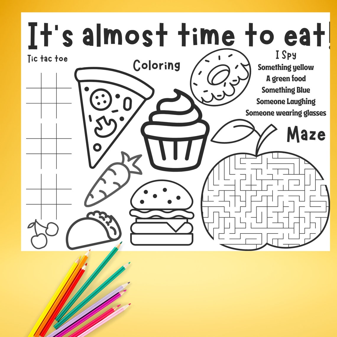 Activity and Coloring Sheet for Kids , Activity Sheet for Restaurants ...