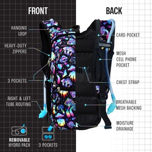 Rave Hydration Pack Backpack: 2L Water Bladder, Leak-proof Design - Etsy