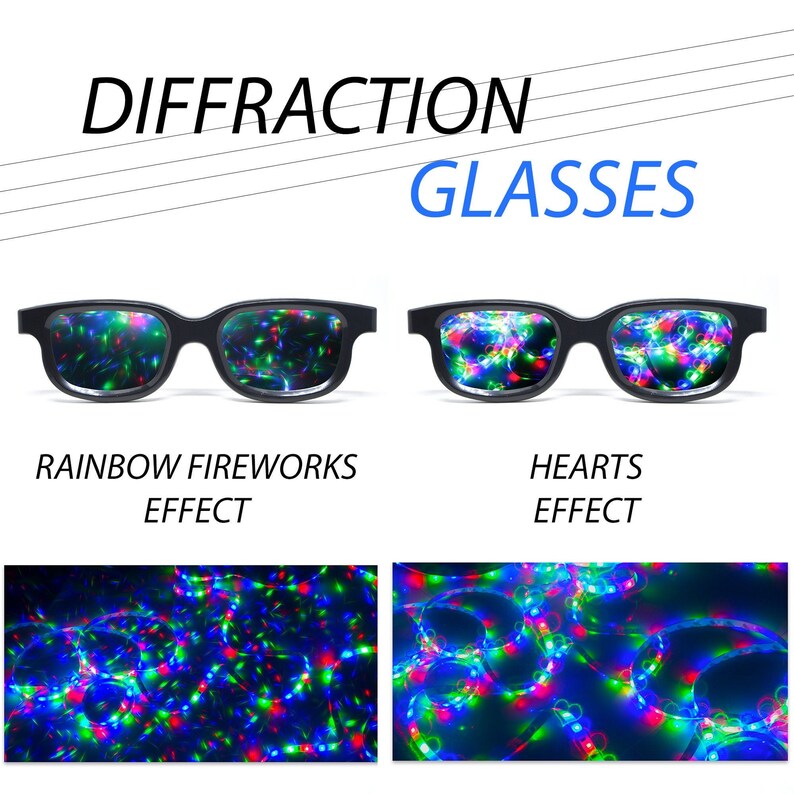 Diffraction Glasses Light Effect Refraction Glasses I - Etsy