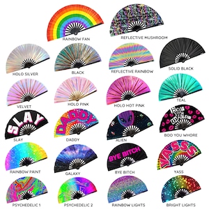 Holographic Rave Hand Fan: Large Folding Fan for Festivals - Etsy