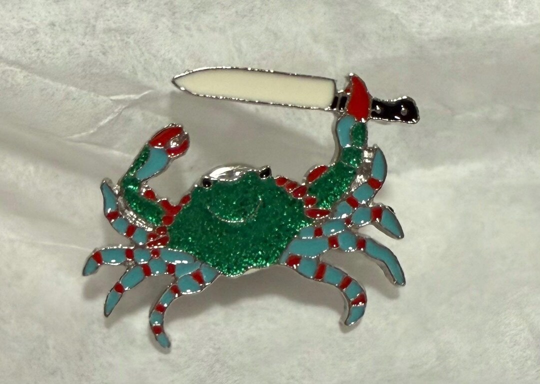 Crab With Knife Enamel Pin - Etsy