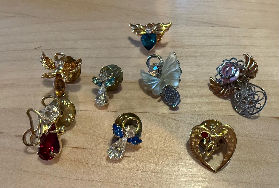 Birthstone Angel Vintage Enamel Pins - Etsy