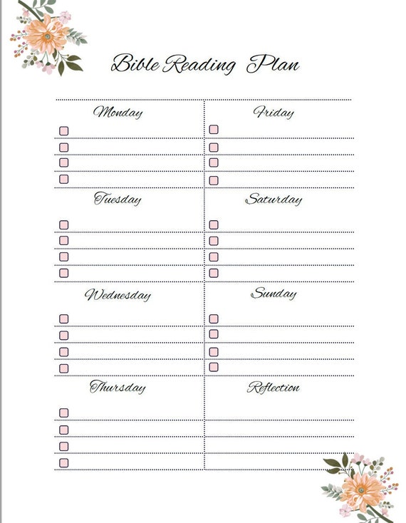 Printable Weekly Reading Plan Customizable Digital Download - Etsy