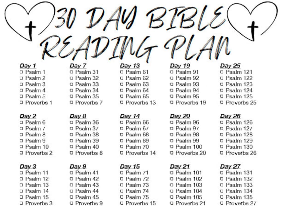 30 Day Bible Reading Plan - Psalms and Proverbs - Etsy