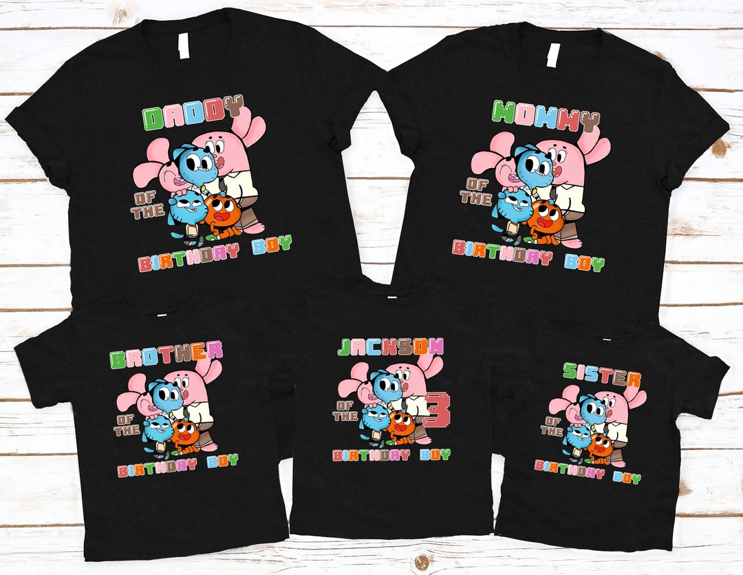 Gumball Birthday Party Shirts, Personalized Cartoon Gumball Shirt ...