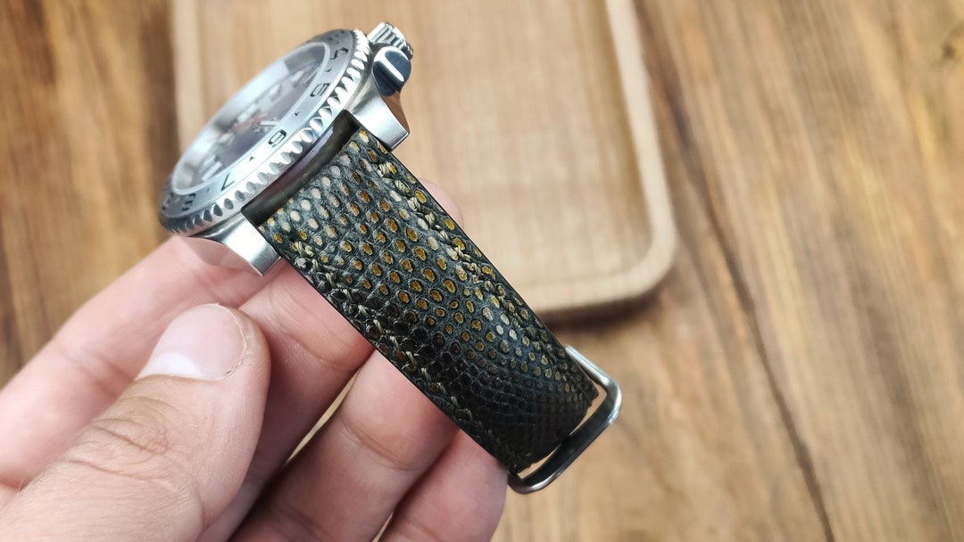 Custom Watch Bands Bespoke Olive Leather Band, Only Hand Stitching and ...