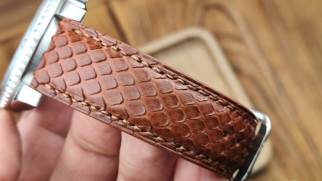 Brown Python Snake Leather Watch Strap: Handmade Bespoke Band - Etsy