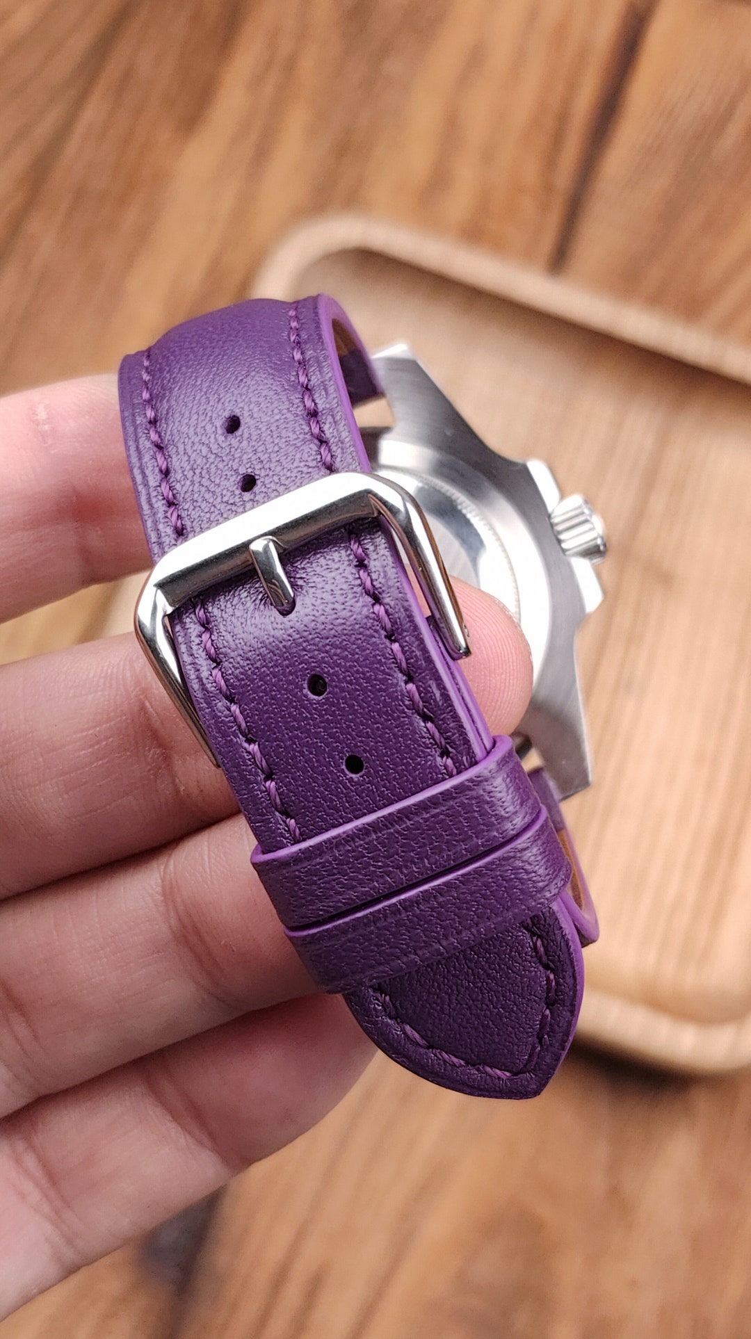 Purple Leather Watch Band for Any Size and Modification Only Hand ...