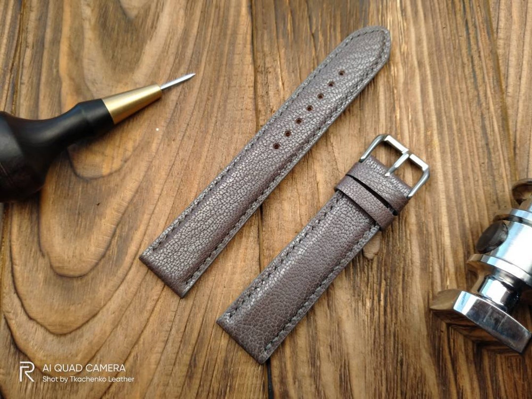 ANY MODIFICATION Gray Bespoke Goat Leather Band, Only Hand Stitching ...