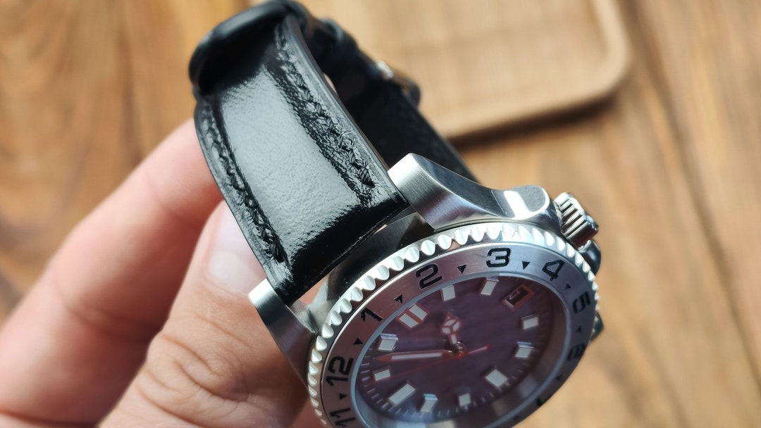 Custom Black Kangaroo Leather Watch Band: Bespoke Design - Etsy