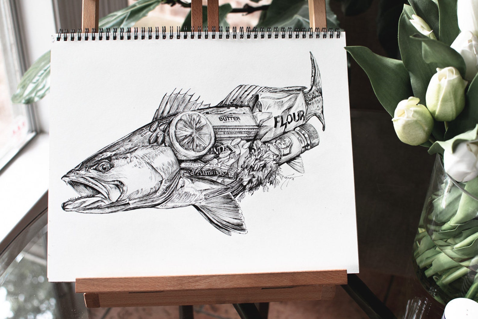 Trout Almondine Ink Portrait Saltwater Inshore Fishing - Etsy