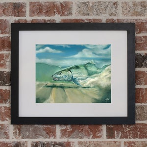 Bonefish on Flat Digital Painting / Giclee Prints / Fly Fishing Artwork ...