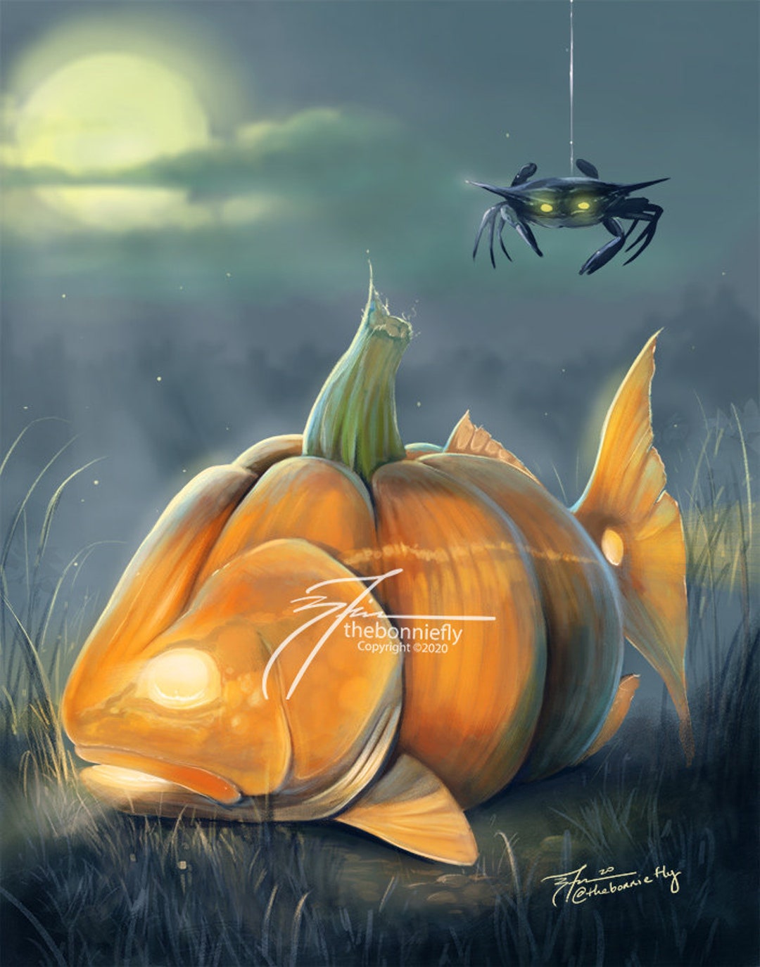 Redfish Pumkin | Digital Prints | Fish Painting | Fly Fishing Print ...