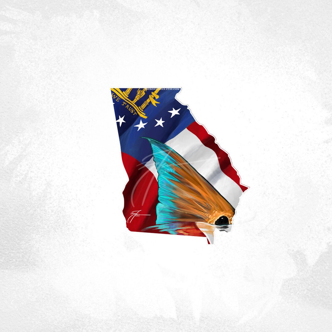 Georgia Redfish 3M Decal / Inshore Fishing State Flag Stickers / Vinyl ...