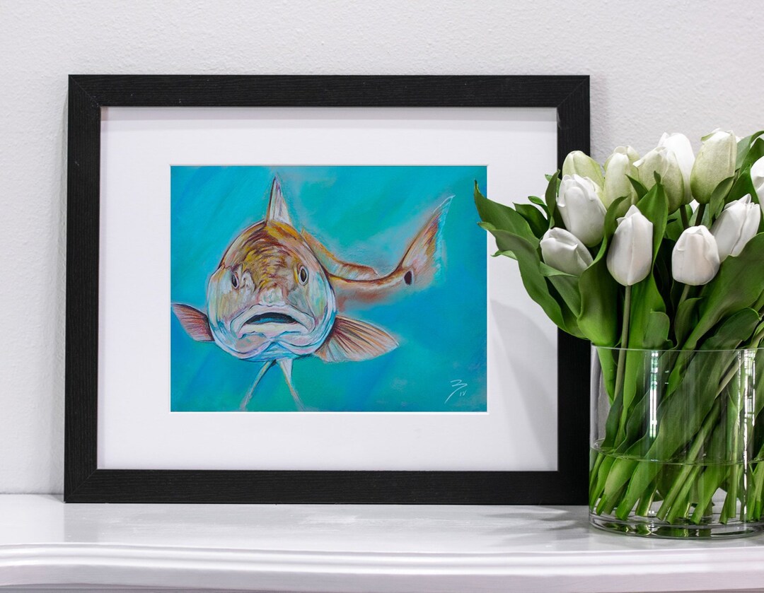 Redfish Pastel Fine Art | Redfish in Marsh | Gulf Coast Artwork ...