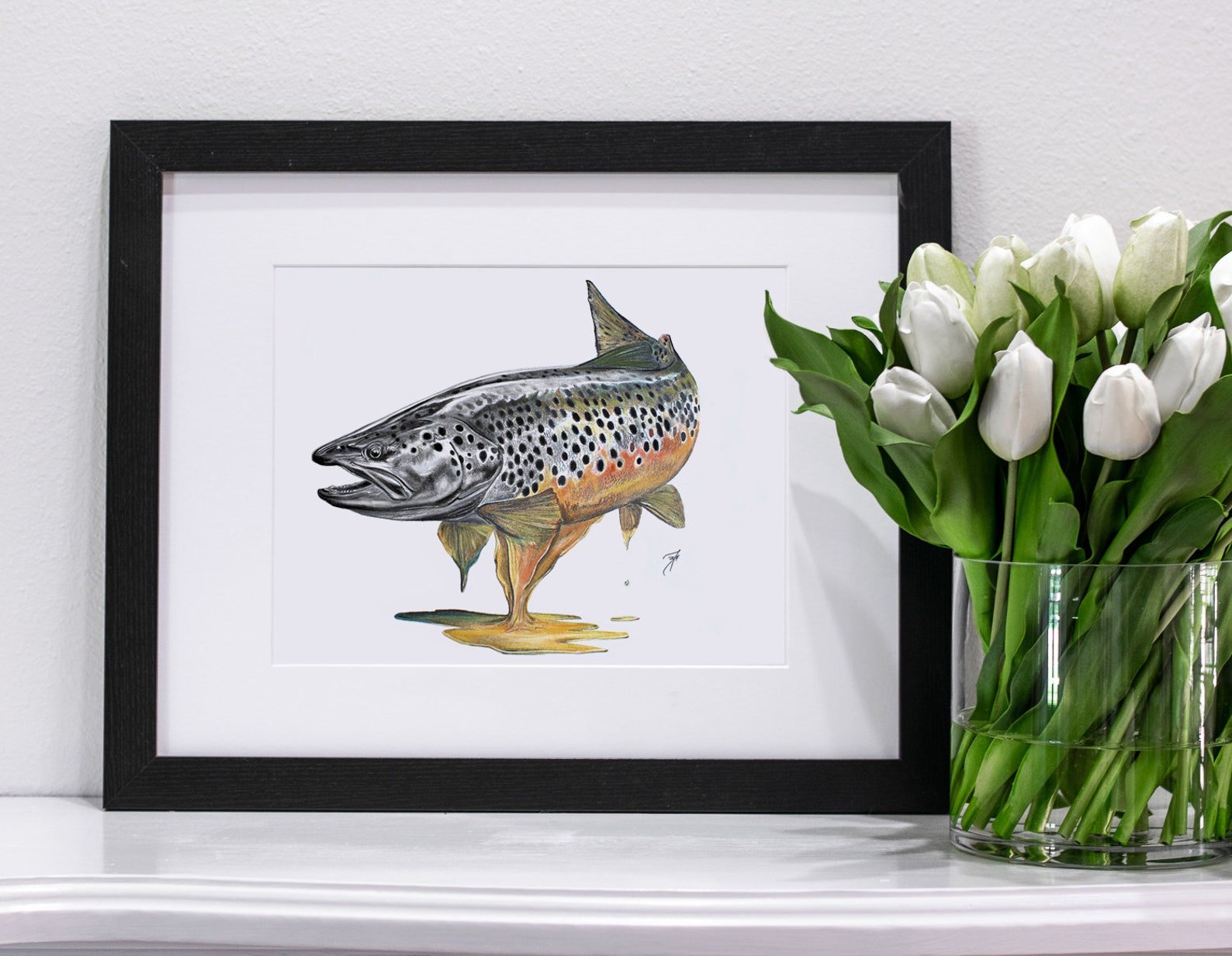 Melting Fish Set Fly Fishing Prints Giclee Fish Artwork | Etsy