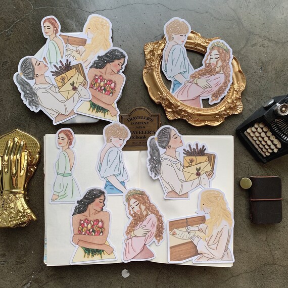 Pearl Girl Stickers Girls Sticker Holiday Sticker Beautiful | Etsy