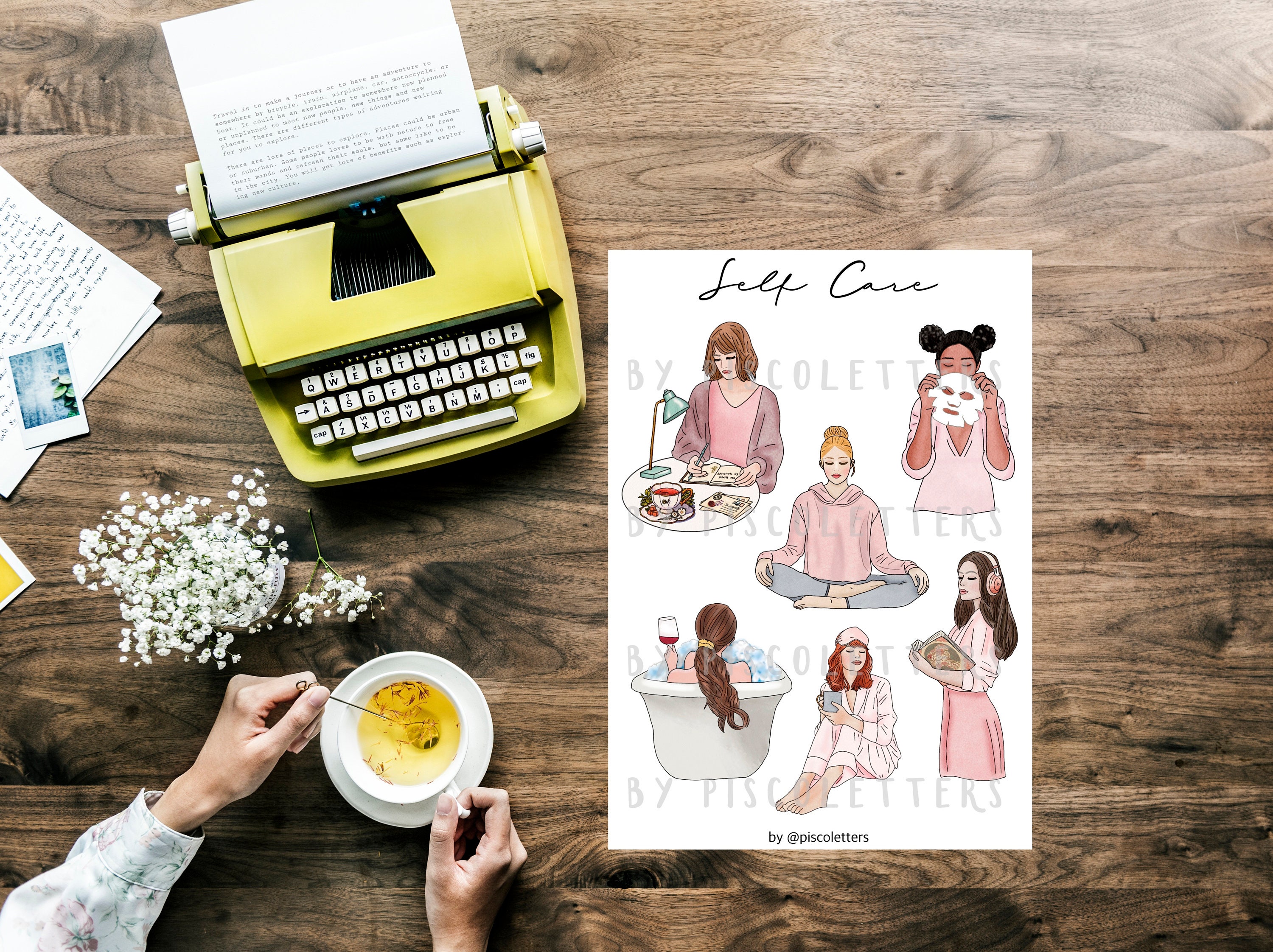 Self Care Girls printable sticker | Etsy