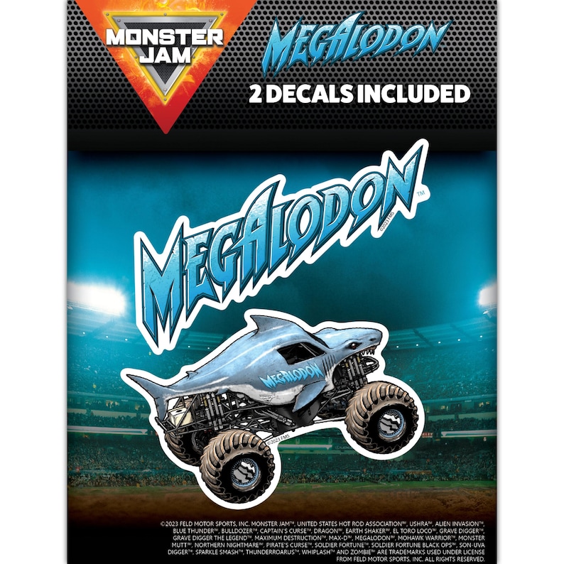 Megalodon Monster Jam Licensed Vinyl Decals - Monster Truck Stickers ...