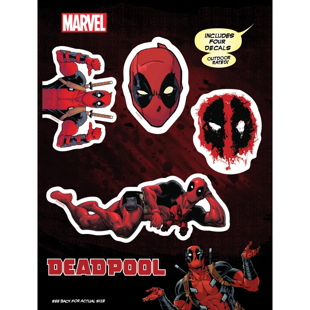 Marvel Deadpool Vinyl Decals - Set of 4 Outdoor Rated Deadpool Stickers ...