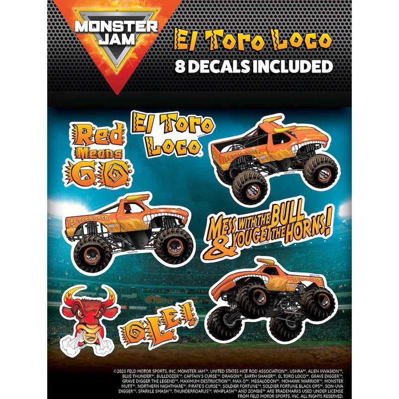 El Toro Loco Monster Truck Vinyl Decals - Monster Jam Stickers - Etsy