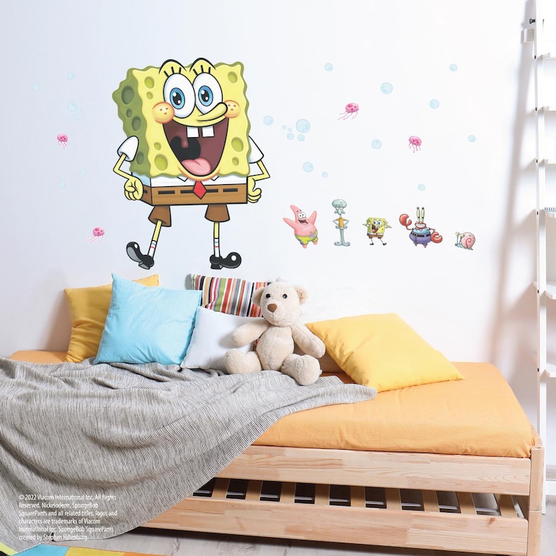 Spongebob Squarepants Nickelodeon Licensed Wall Decals Peel and Stick ...
