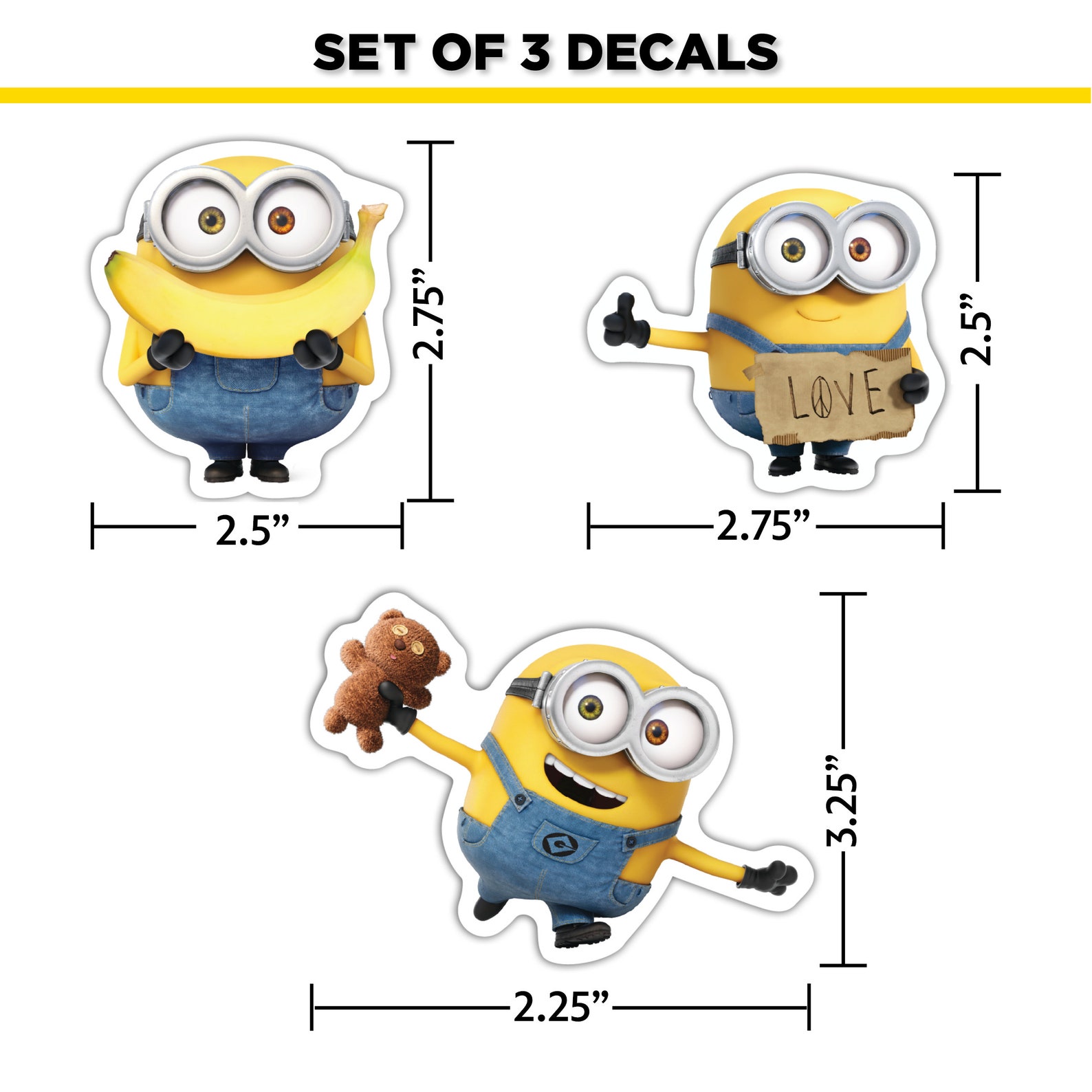 Despicable Me Licensed Minions Car Decals - Bob Stuart Kevin Vinyl ...