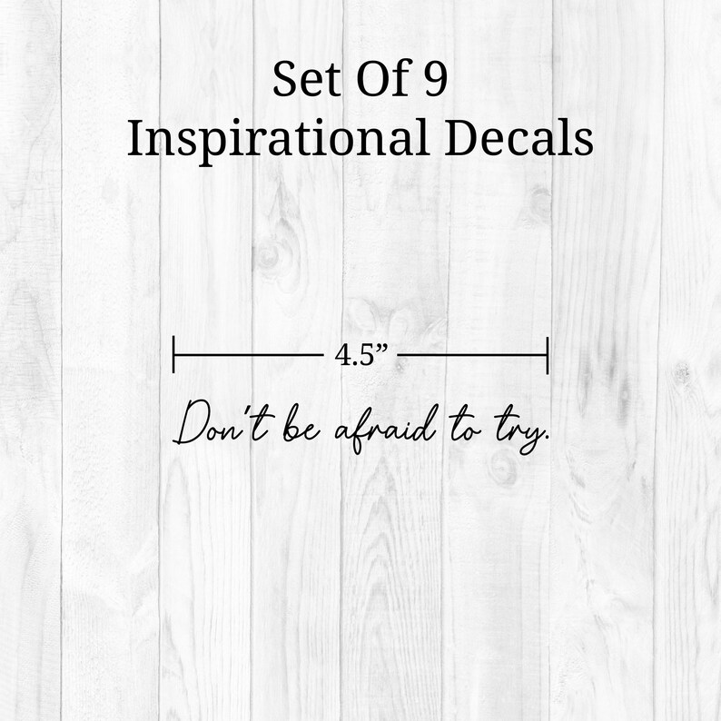 Inspirational Mirror Decals Set of 9 Black Vinyl Affirmation Quotes ...