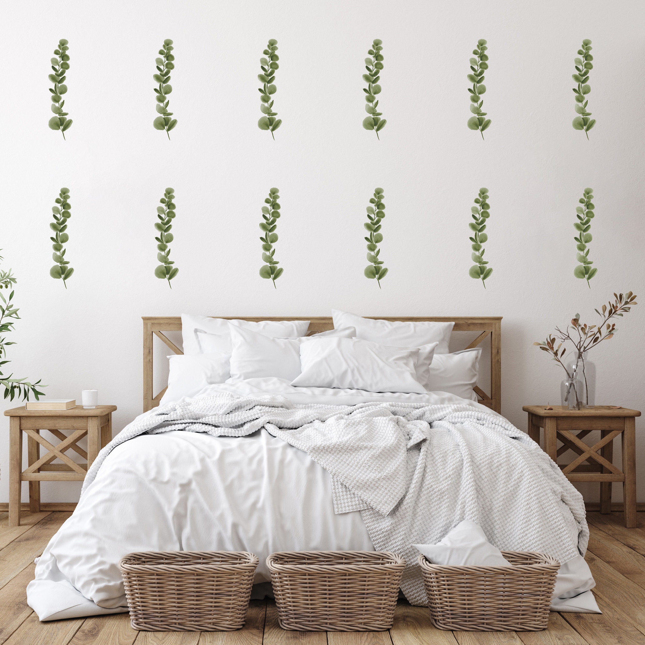 Eucalyptus Greenery Wall Decals Set of 16 Green Floral Stickers Peel ...