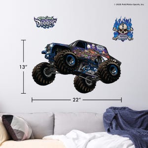 Monster Jam Wall Decals | Grave Digger, Megalodon, El Toro Loco, Zombie ...