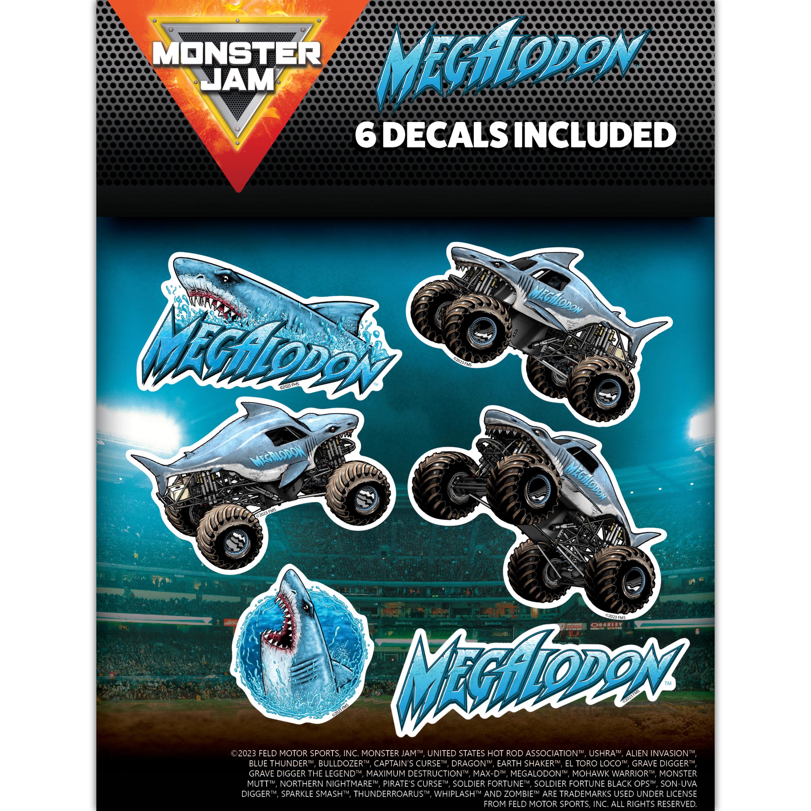 Megalodon Monster Jam Licensed Vinyl Decals - Monster Truck Stickers ...