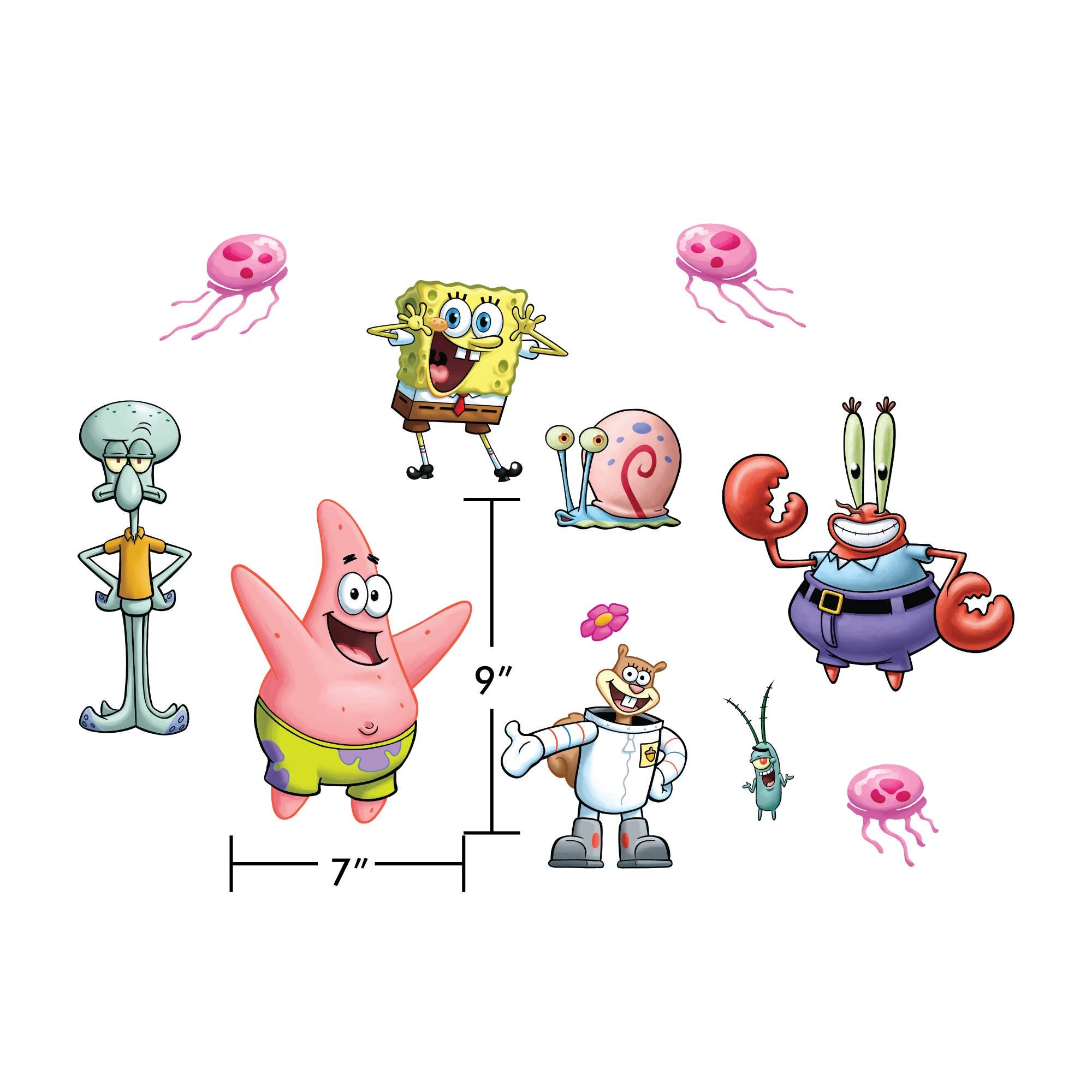 Spongebob Squarepants Nickelodeon Licensed Wall Decals Peel and Stick ...