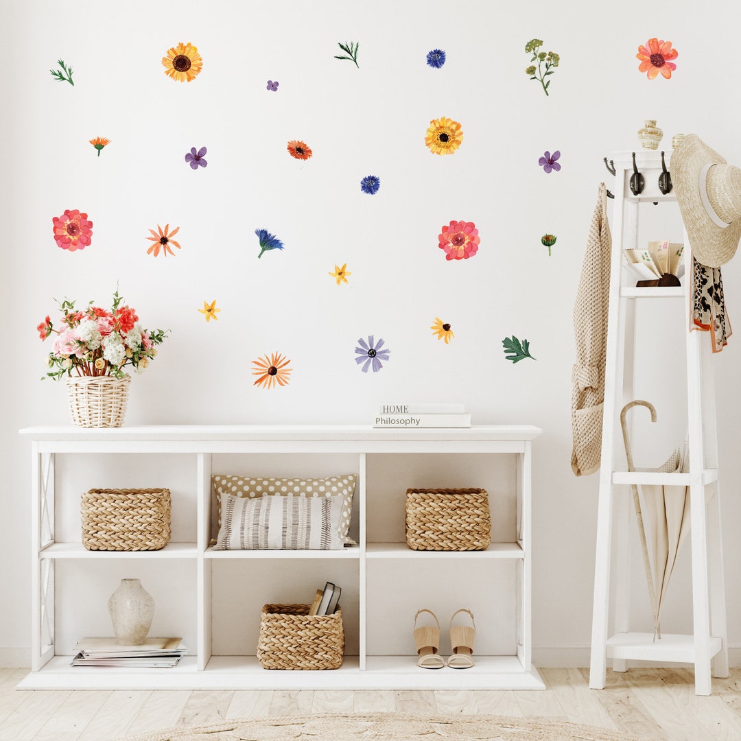 Wildflower Wall Decals - Set of 78 Flower Wall Decor Wall Stickers ...