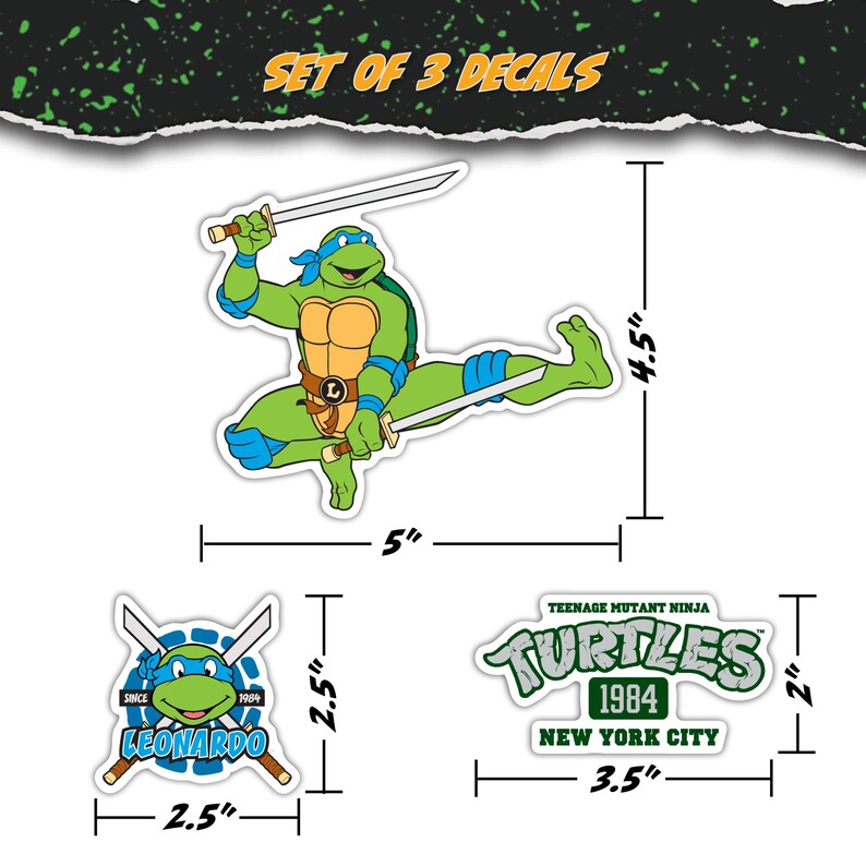 TMNT Teenage Mutant Ninja Turtles Nickelodeon Licensed Vinyl Decals for ...