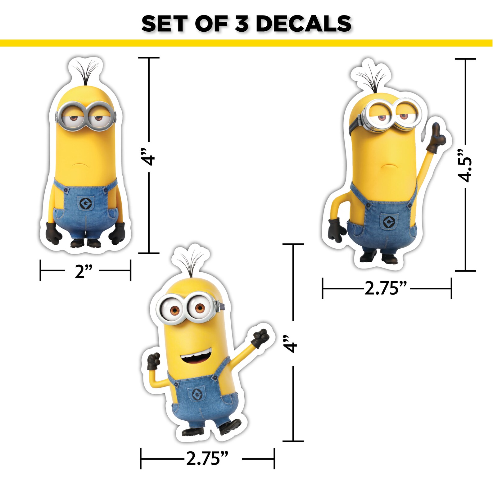 Despicable Me Licensed Minions Car Decals - Bob Stuart Kevin Vinyl ...