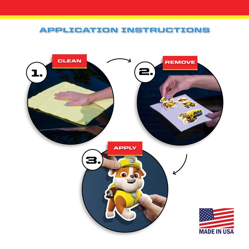 Licensed Paw Patrol Rubble Decals Set of 3 Rubble Stickers for Kids and ...