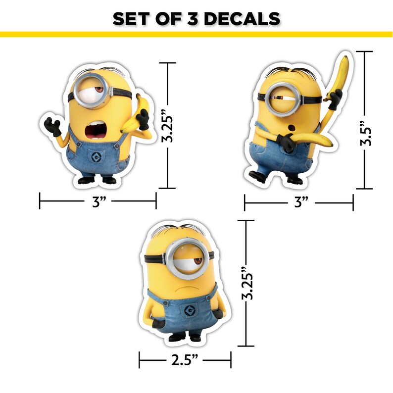 Despicable Me Licensed Minions Car Decals - Bob Stuart Kevin Vinyl ...