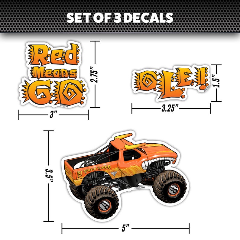 El Toro Loco Monster Jam Licensed Vinyl Decals - Monster Truck Stickers ...