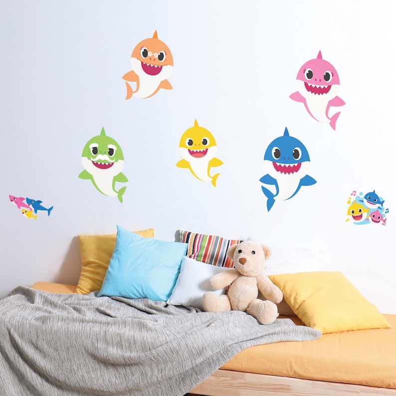 Baby Shark Family Nickelodeon Pinkfong Licensed Wall Decals Peel and ...
