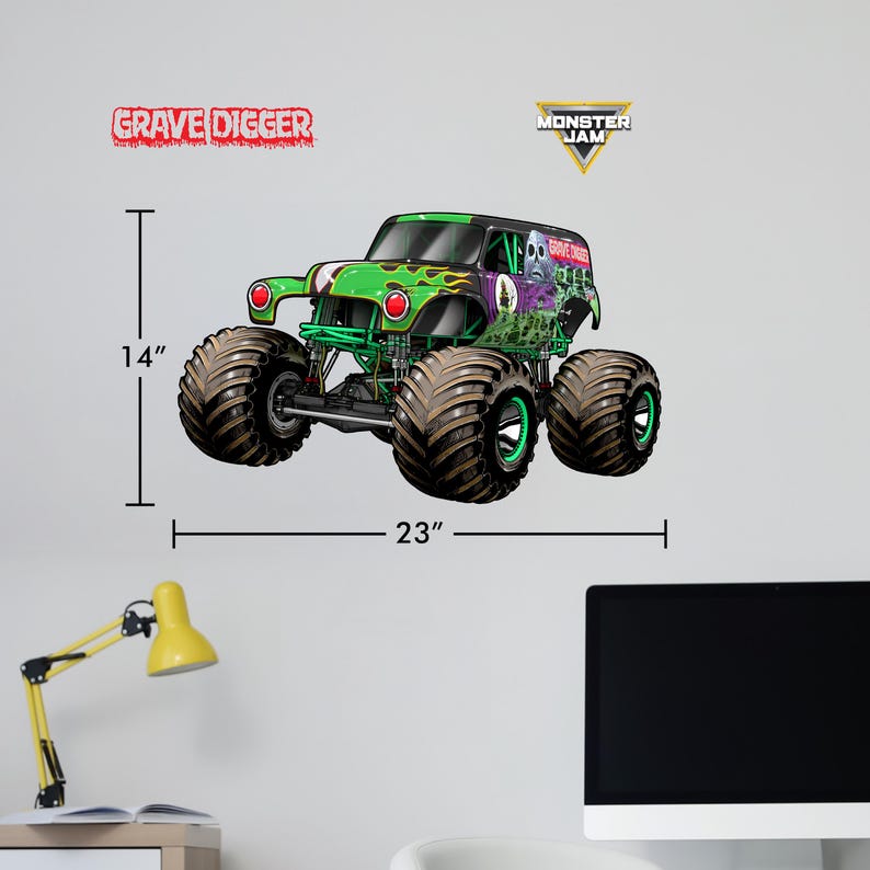 Monster Jam Wall Decals | Grave Digger, Megalodon, El Toro Loco, Zombie ...